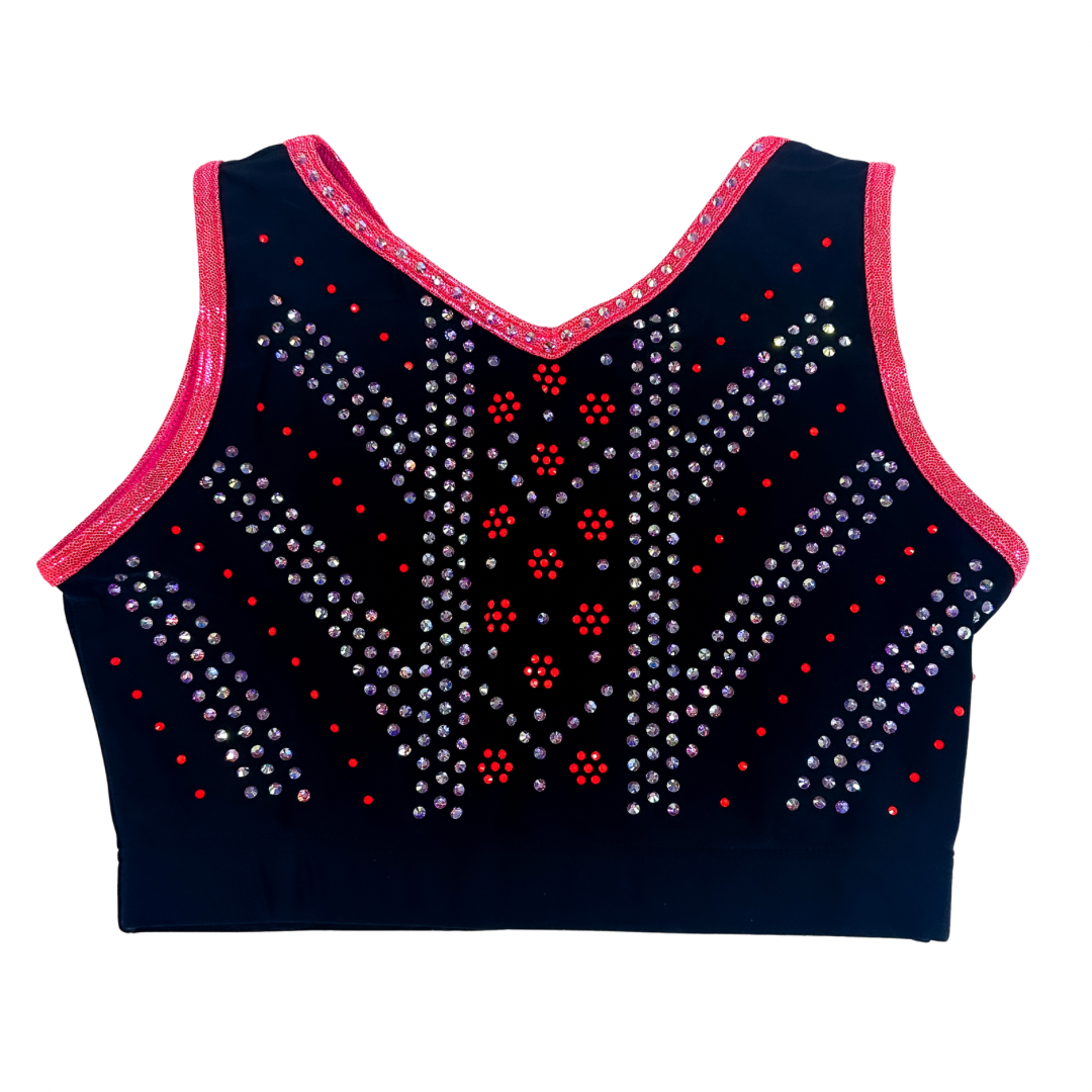 Gymnastics top Lizzy Black Neon Pink - Sparkle & Dream – Sparkle&Dream